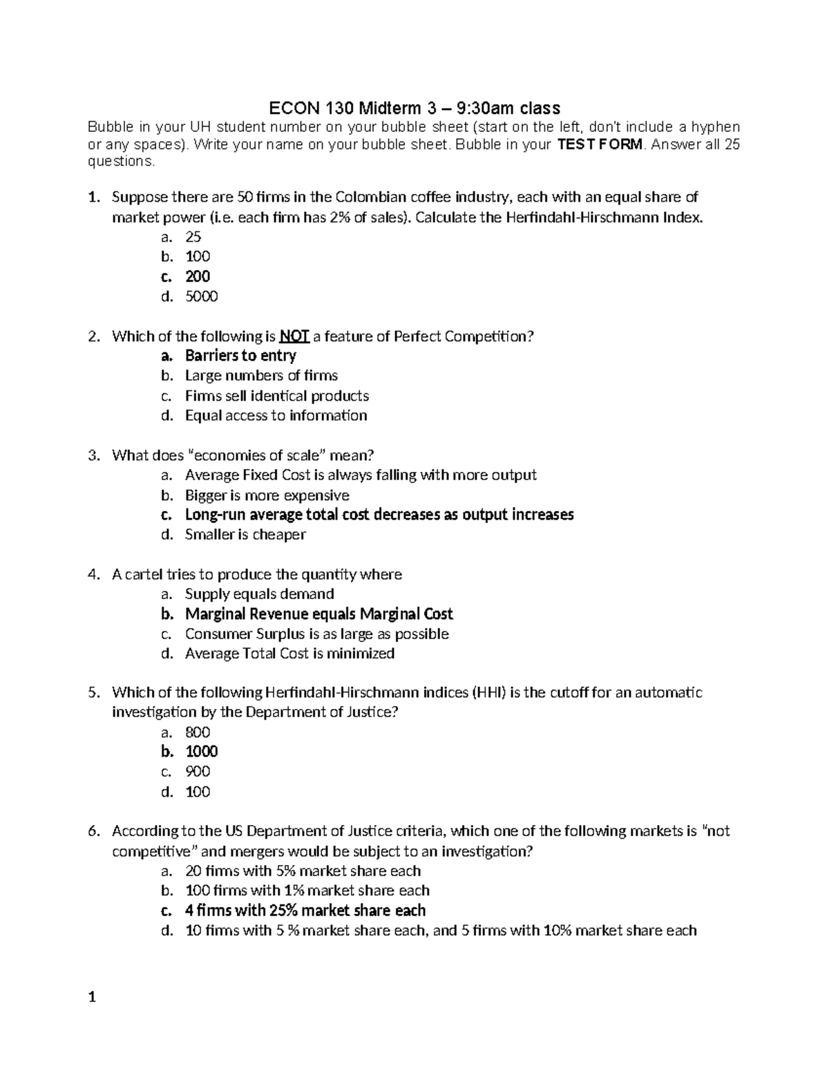 ECON 130 Midterm 3 - Market Structures & Competition Concepts - Studocu