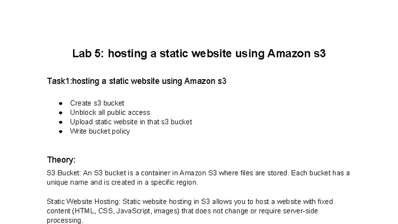 Lab-5 -hosting-a-static-website-using-Amazon-s3 - Lab 5: hosting a ...