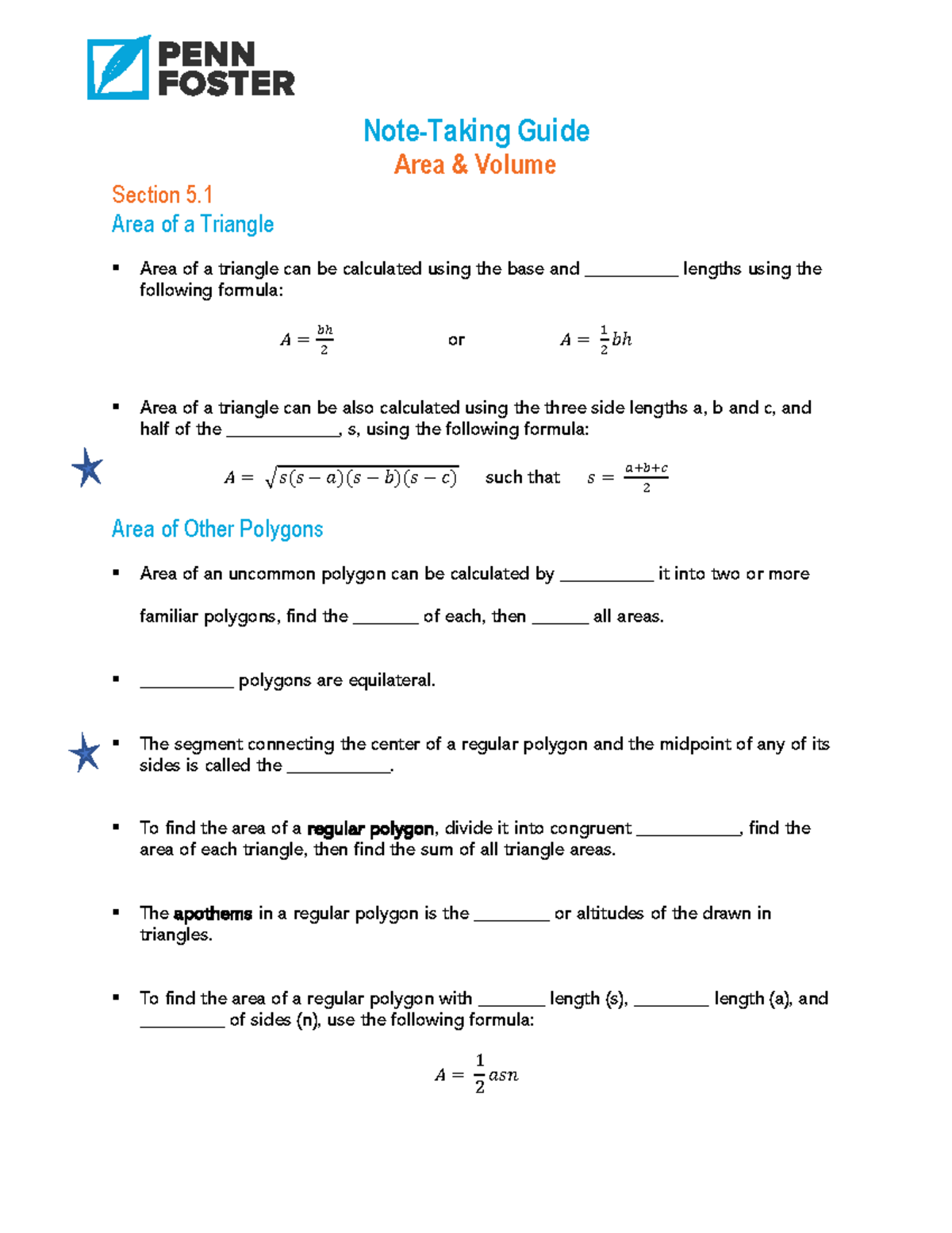 Guided Notes - Lesson 5: Area & Volume Concepts (5.1 - 5.7) - Studocu