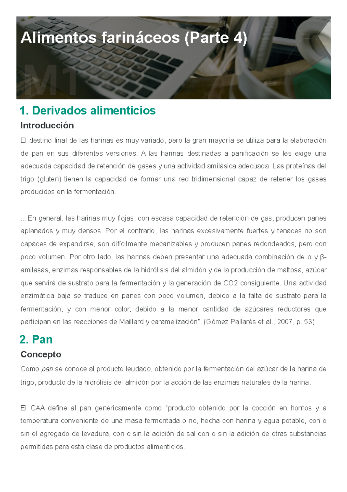 M1L4 Bromatología II - Alimentos Farináceos y Panificación - Studocu