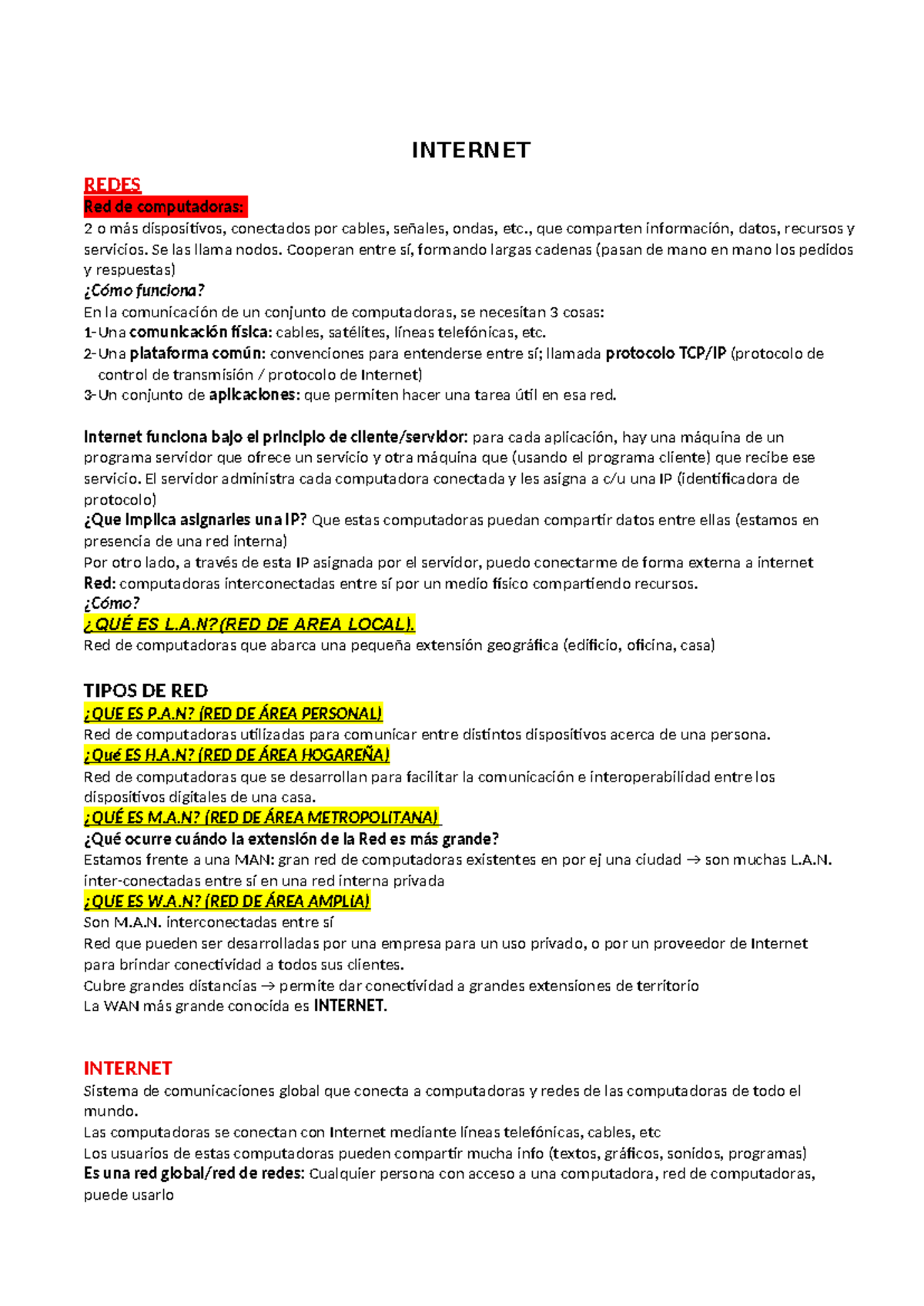 Resumen de Internet: Redes de Computadoras y Protocolo TCP/IP - Studocu