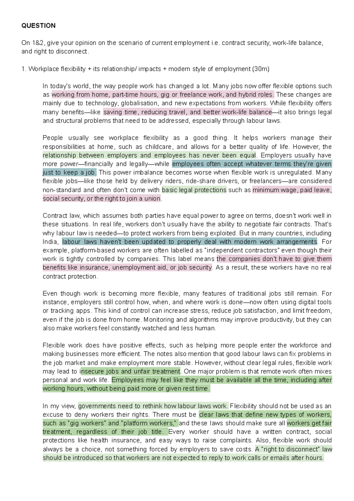 IRL 101C - Final Exam: Trade Union Rights & Employment Issues - Studocu