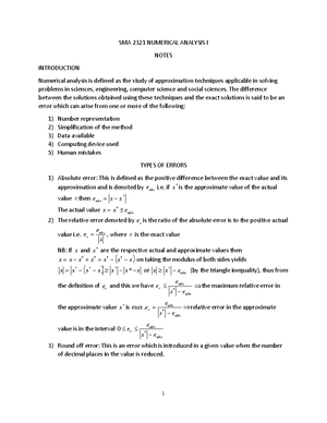 SMA 2421 Numerical Revision - SMA 24 21 NUMERICAL REVISION a. Solve the ...