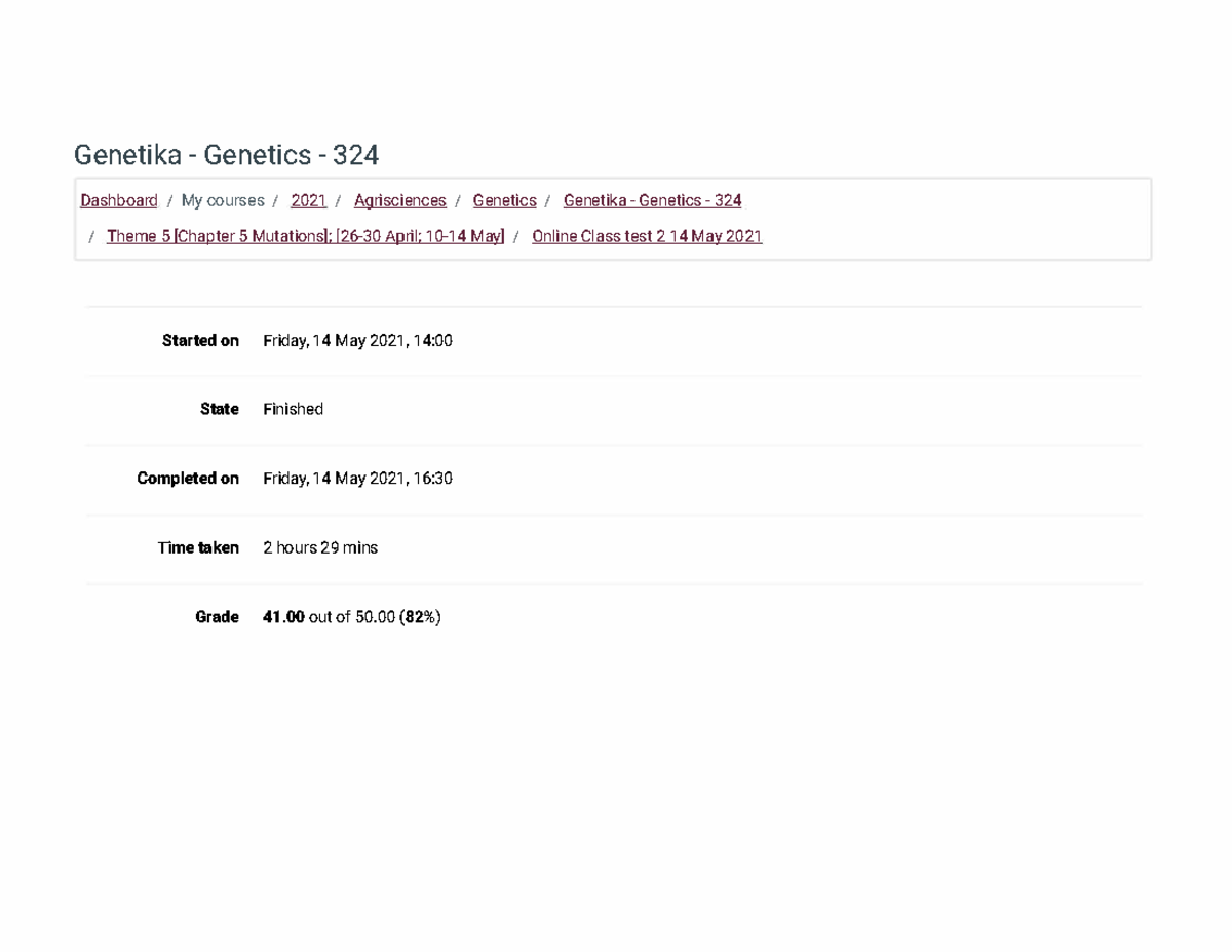 Genetika Genetics 324 Final Exam Practice Paper 2021 - Studocu