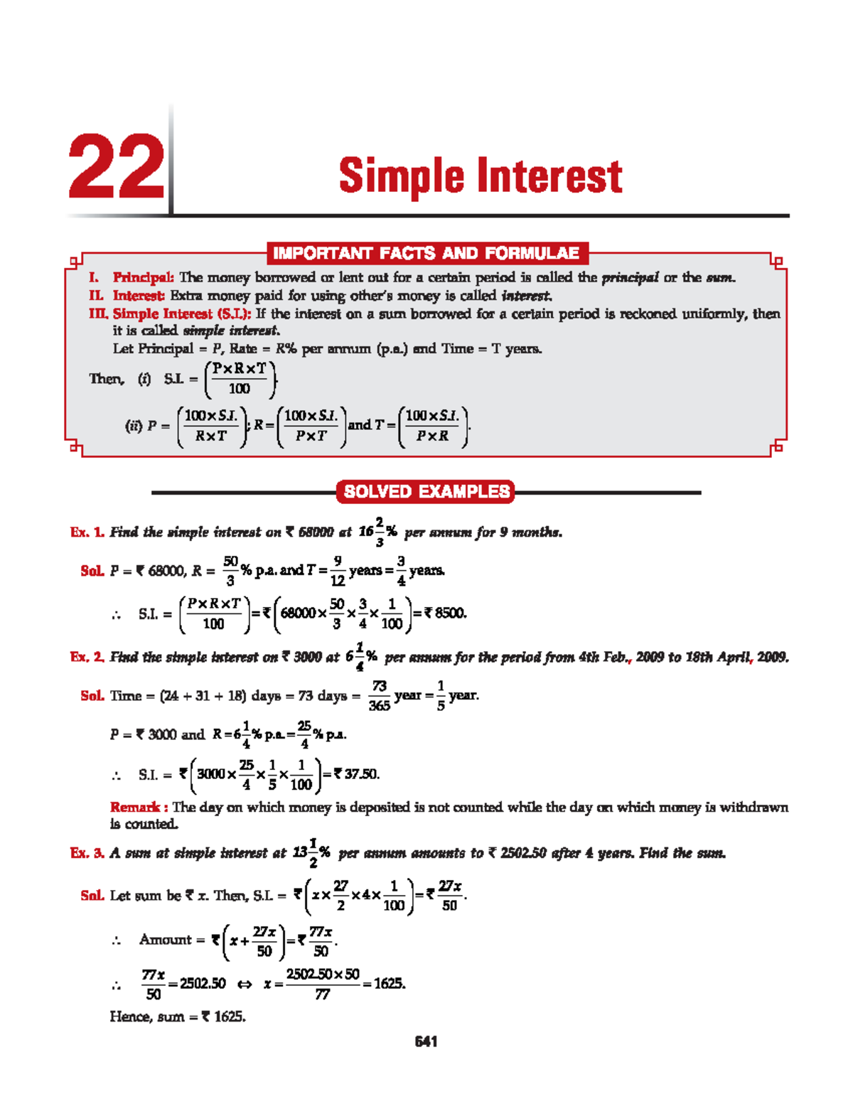 Simple Interest (SI) Concepts and Formulas for Course 22 - Studocu