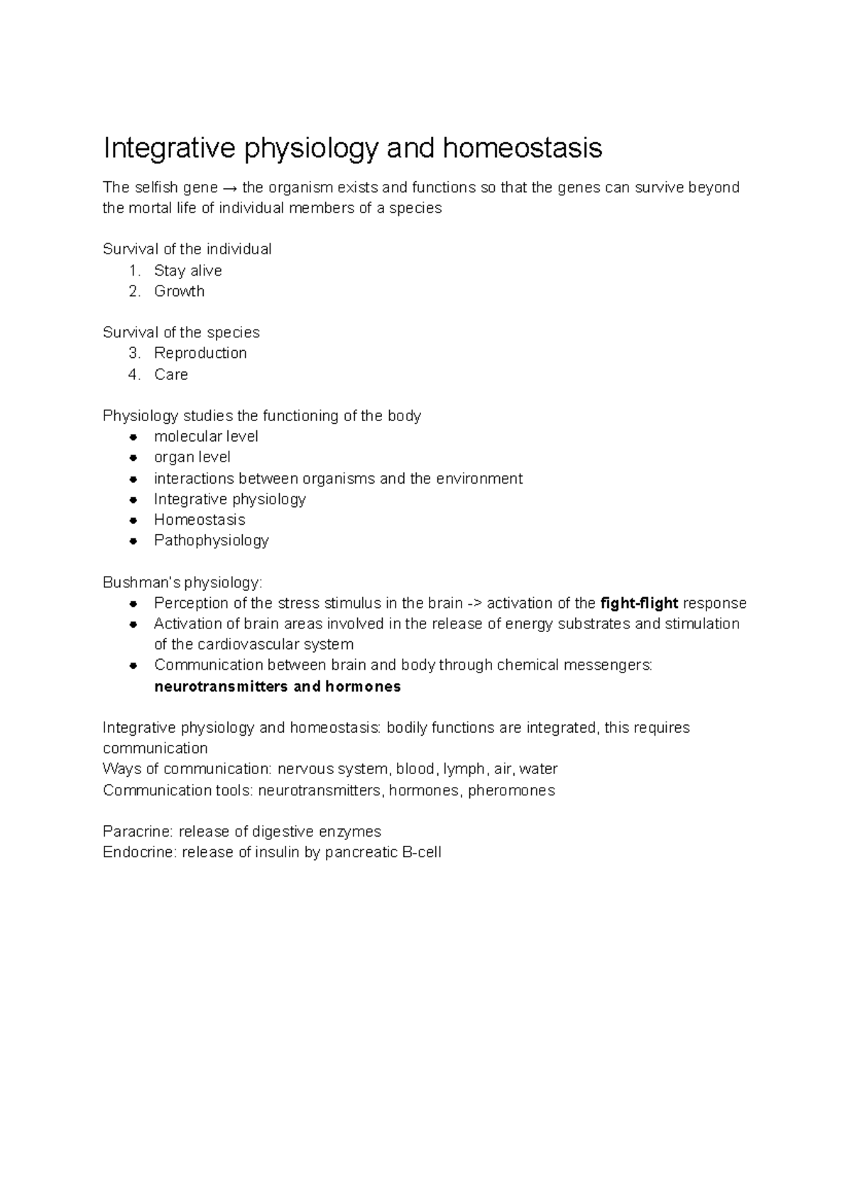 Integrative Physiology and Homeostasis: Key Concepts and Mechanisms ...