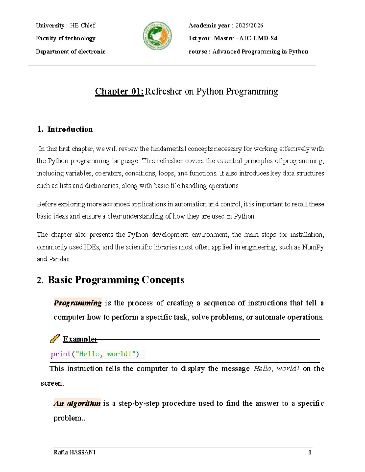 Advanced Programming in Python (1st Year Master) - Chapter 01 ...