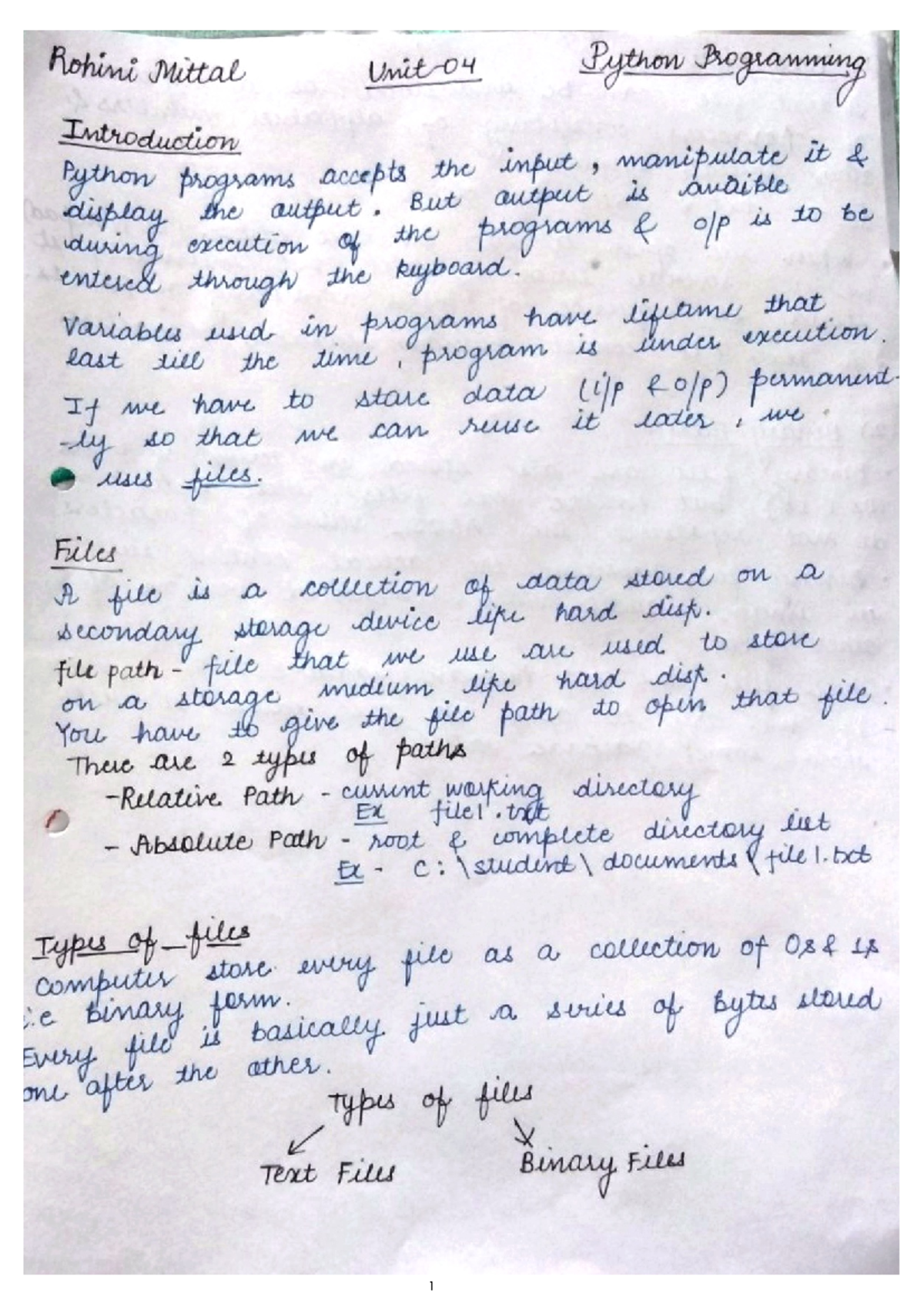 Python 4.1 File Handling Notes: Understanding File Types and Operations ...