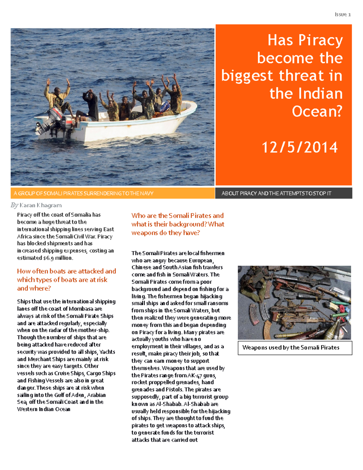 Somali Pirates - Mr. - Issue 1 Has Piracy become the biggest threat in ...