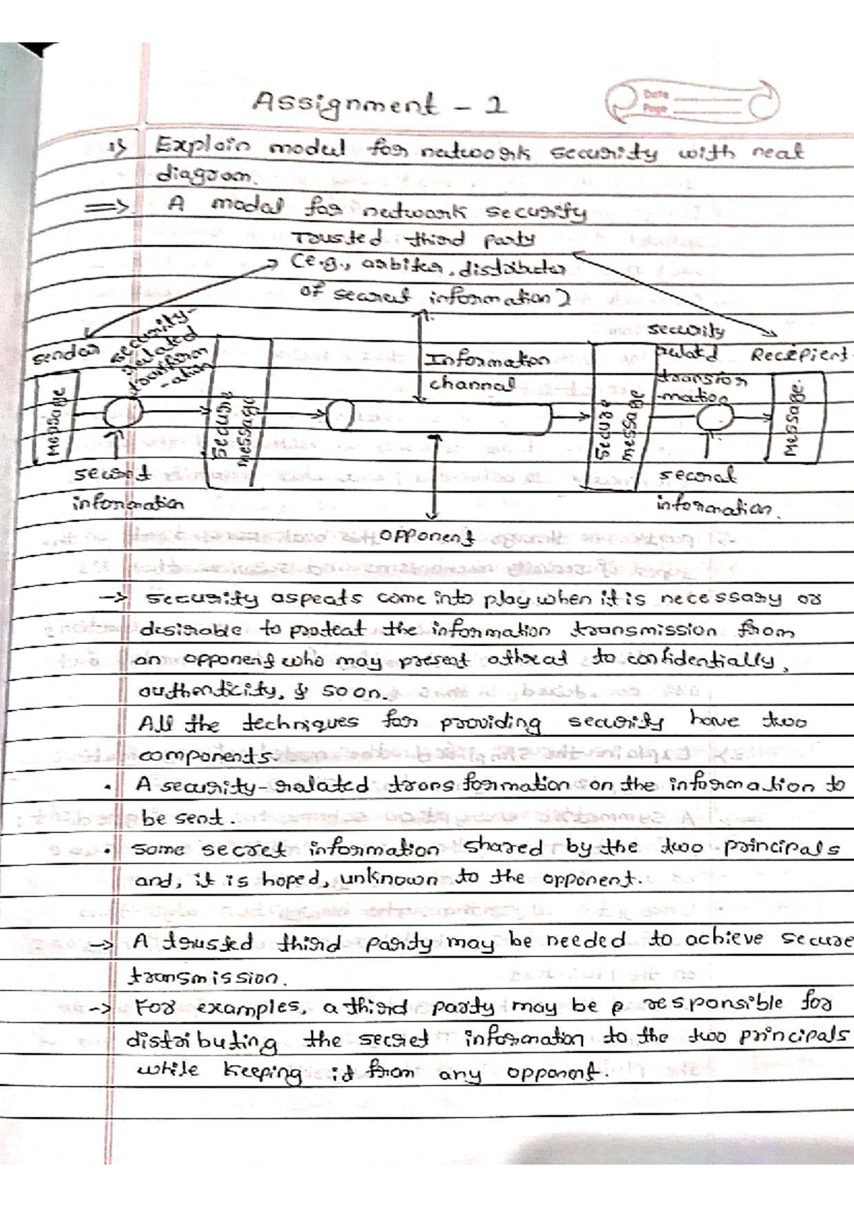 CNS - Assignment 2: Network Security Model with Diagrams and Encryption ...