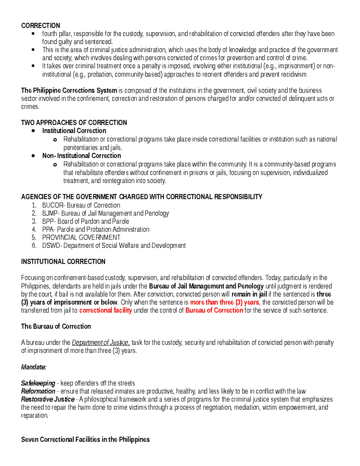 Correctional System in the Philippines: Custody, Supervision, and ...