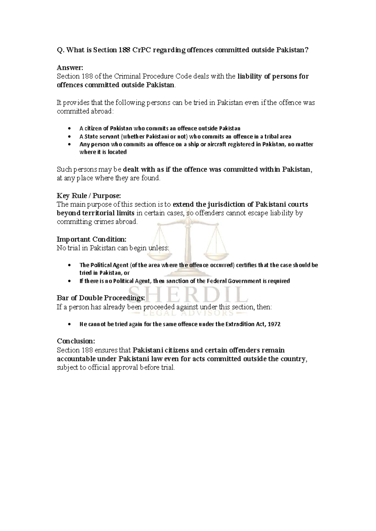 Section 188 CrPC: Jurisdiction for Offences Outside Pakistan - Studocu