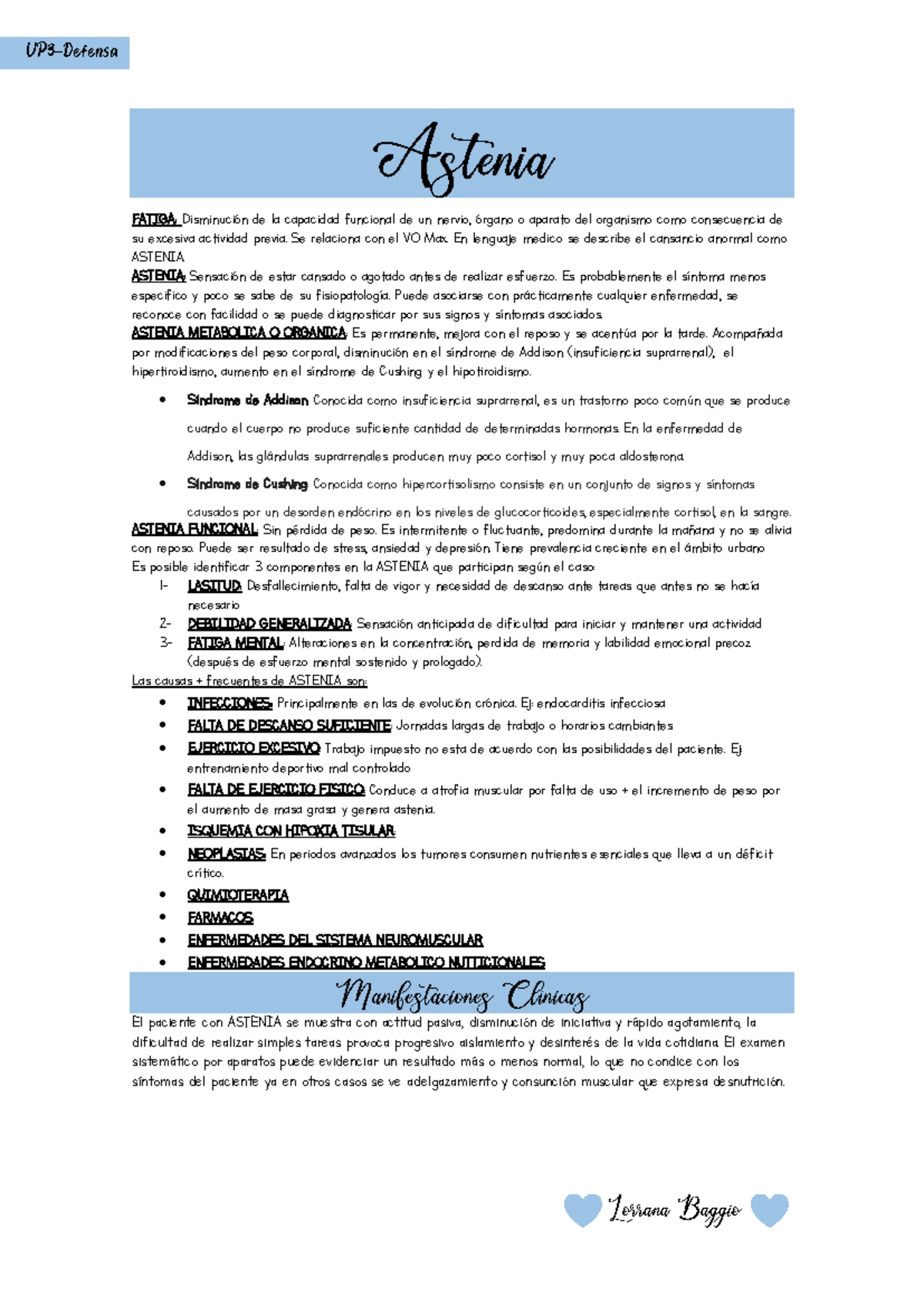 Astenia - Lorrana Baggio UP3-Defensa Astenia FATIGA: Disminución de la ...