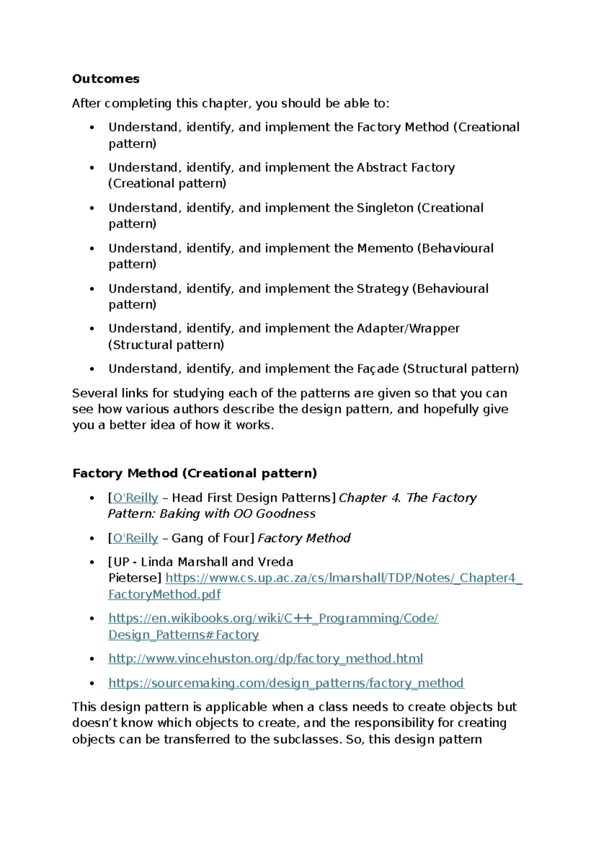 Lesson 06 - More Design Patterns: Factory, Singleton, Memento, Strategy ...