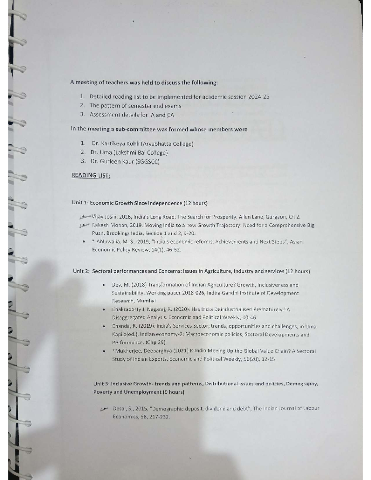 Meeting Notes on Economic Growth and Assessment Details for IA & CA ...