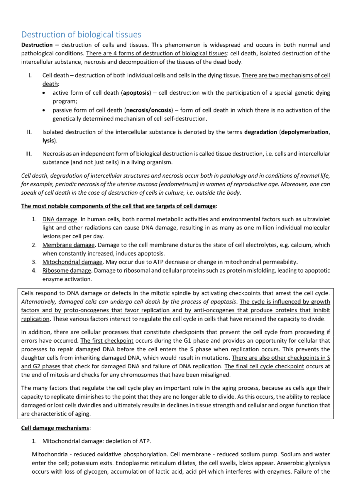 02 - Necrosis: Mechanisms and Types of Tissue Destruction - Studocu