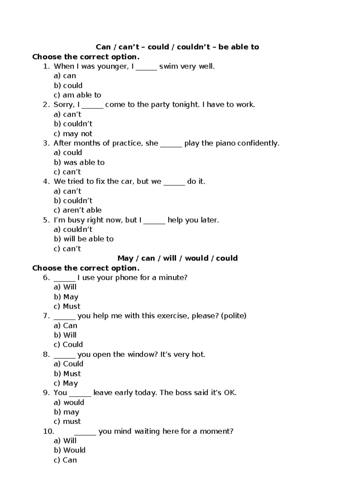 Tareas 17684249173545: Modal Verbs Practice Quiz - Studocu