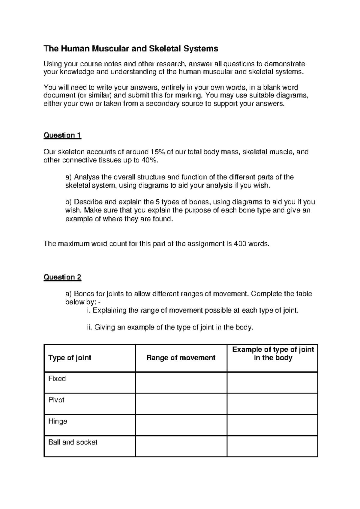 Unit 11 - Overview of the Human Muscular & Skeletal Systems - Studocu