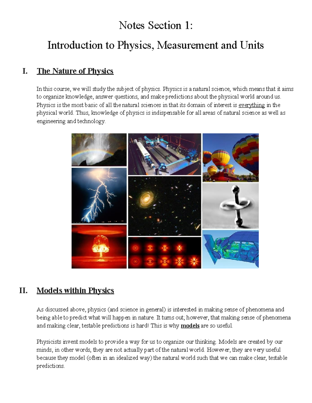 Phys 1401 Final Exam Notes: Intro to Physics, Measurements & Units ...