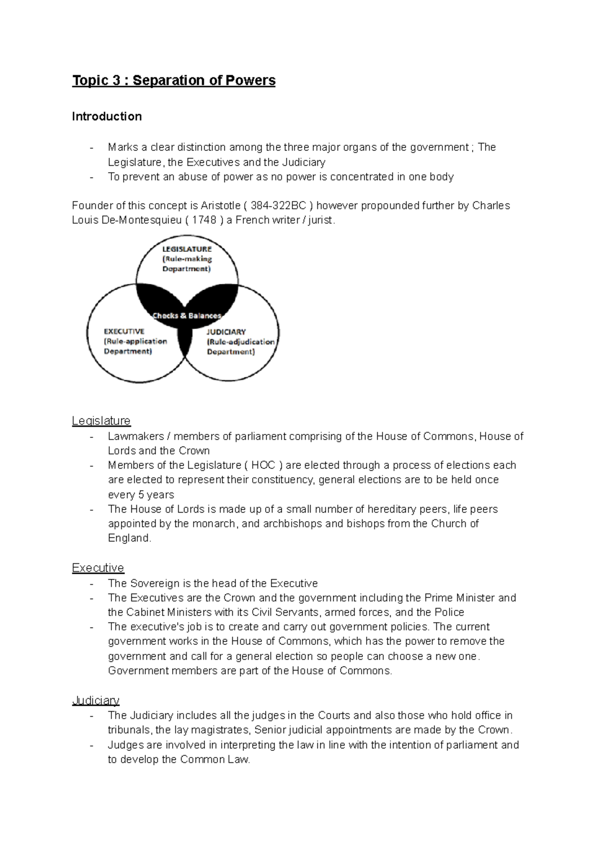 Topic 3: Separation of Powers in Government Systems (Gov 101) - Studocu