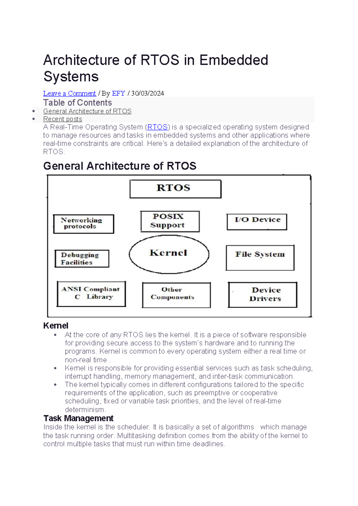 Architecture of RTOS in Embedded Systems: A Comprehensive Overview ...