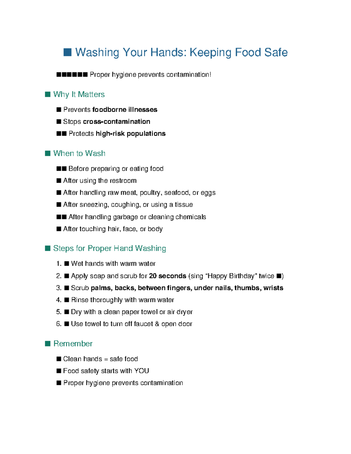 Hand Washing Presentation: Food Safety Essentials - Studocu