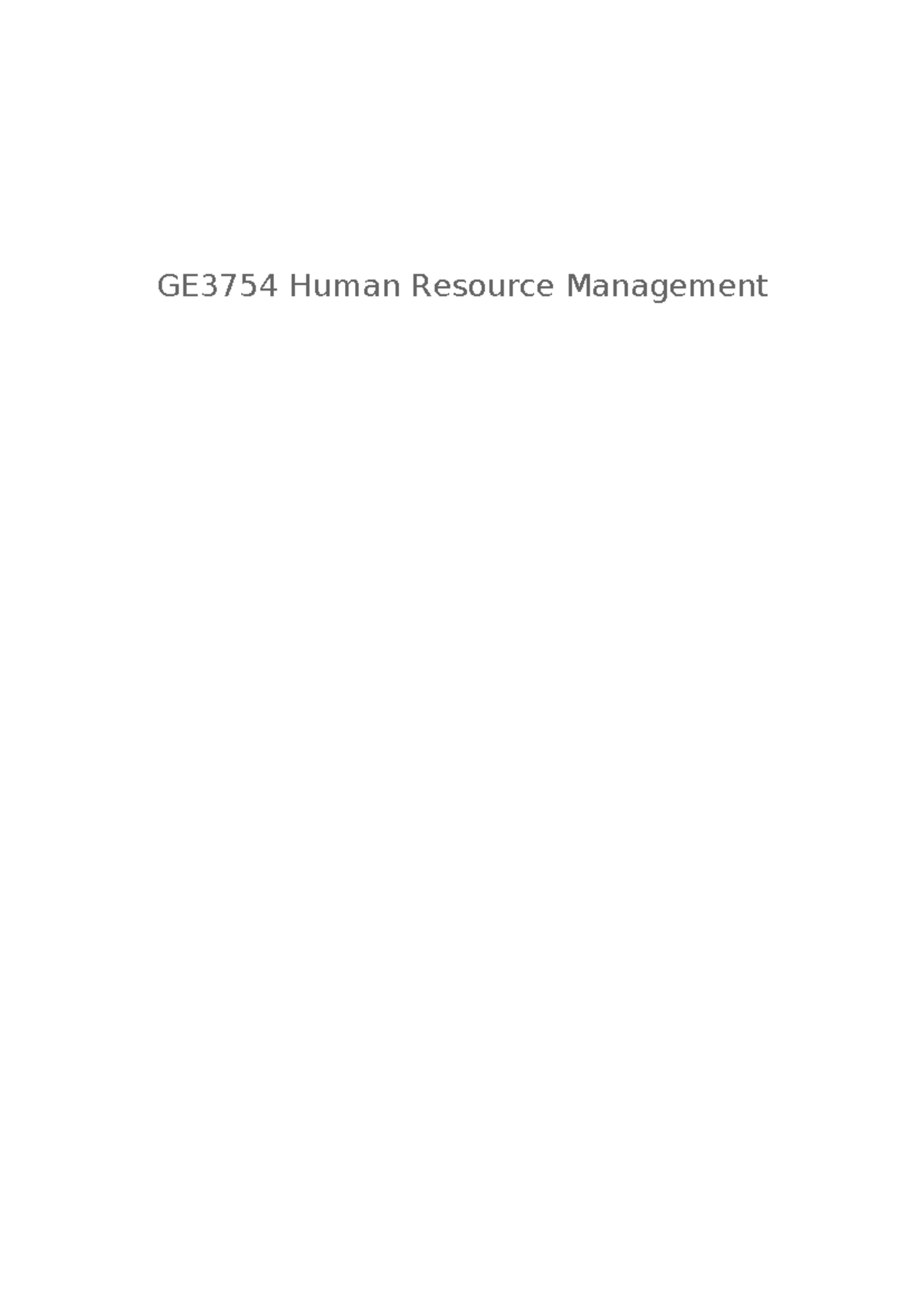 GE3754 Human Resource Management Unit 1 Notes: Key Concepts & Evolution ...