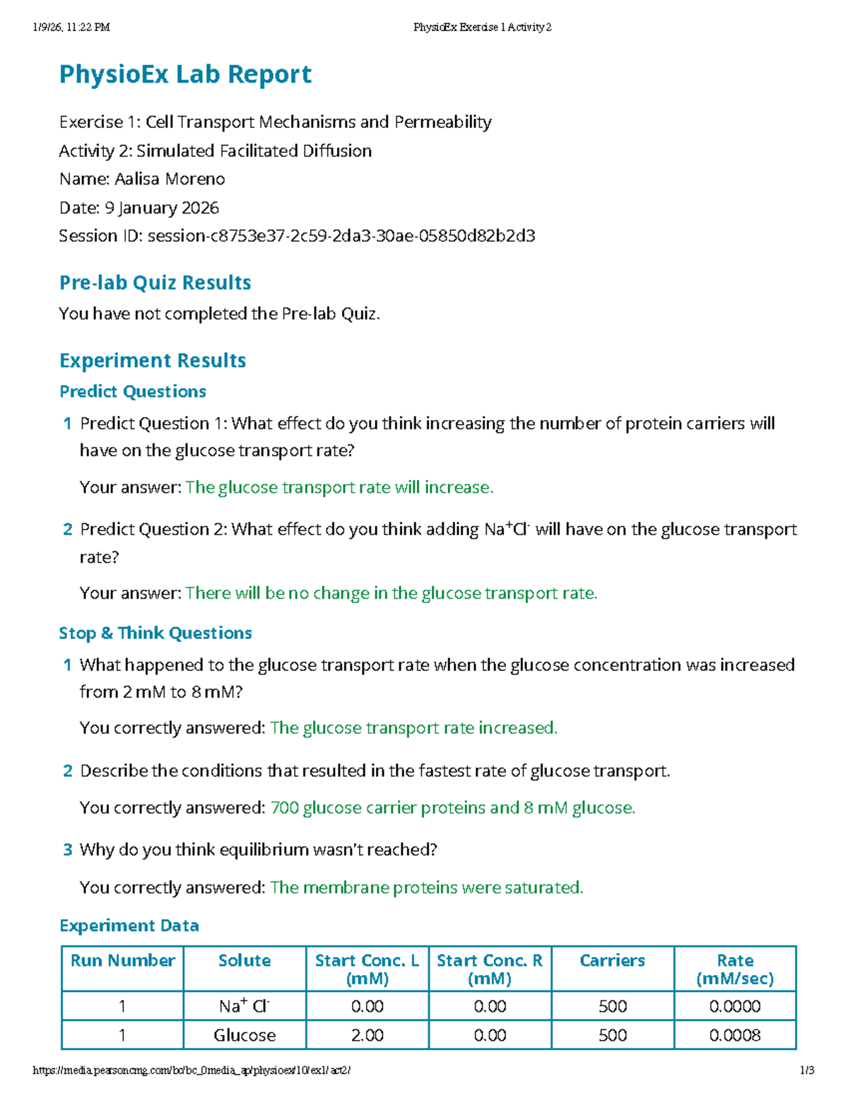PhysioEx Lab Report: Exercise 1 - Cell Transport Mechanisms - Studocu