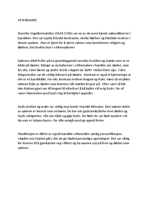 Som i en kinosal - Les diktet først en gang Les typiske trekk for ...