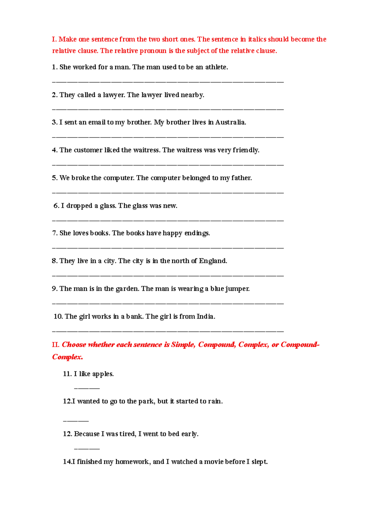 Nhat27 - English Sentence Structure Exercises and Answers - Studocu