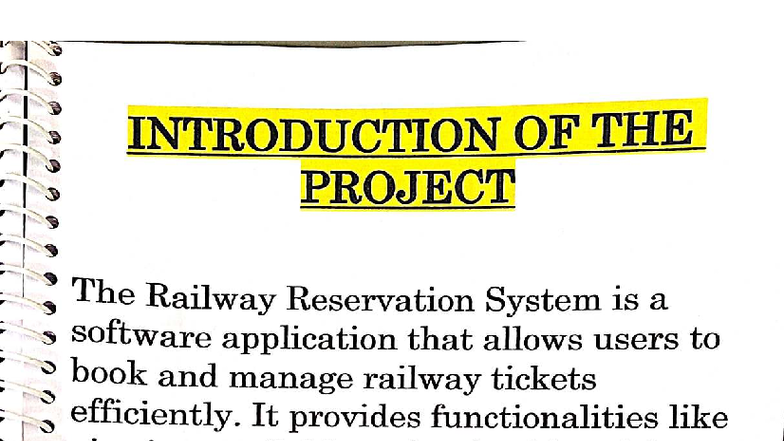 Railway Reservation System Project Overview and Code (CS101) - Studocu