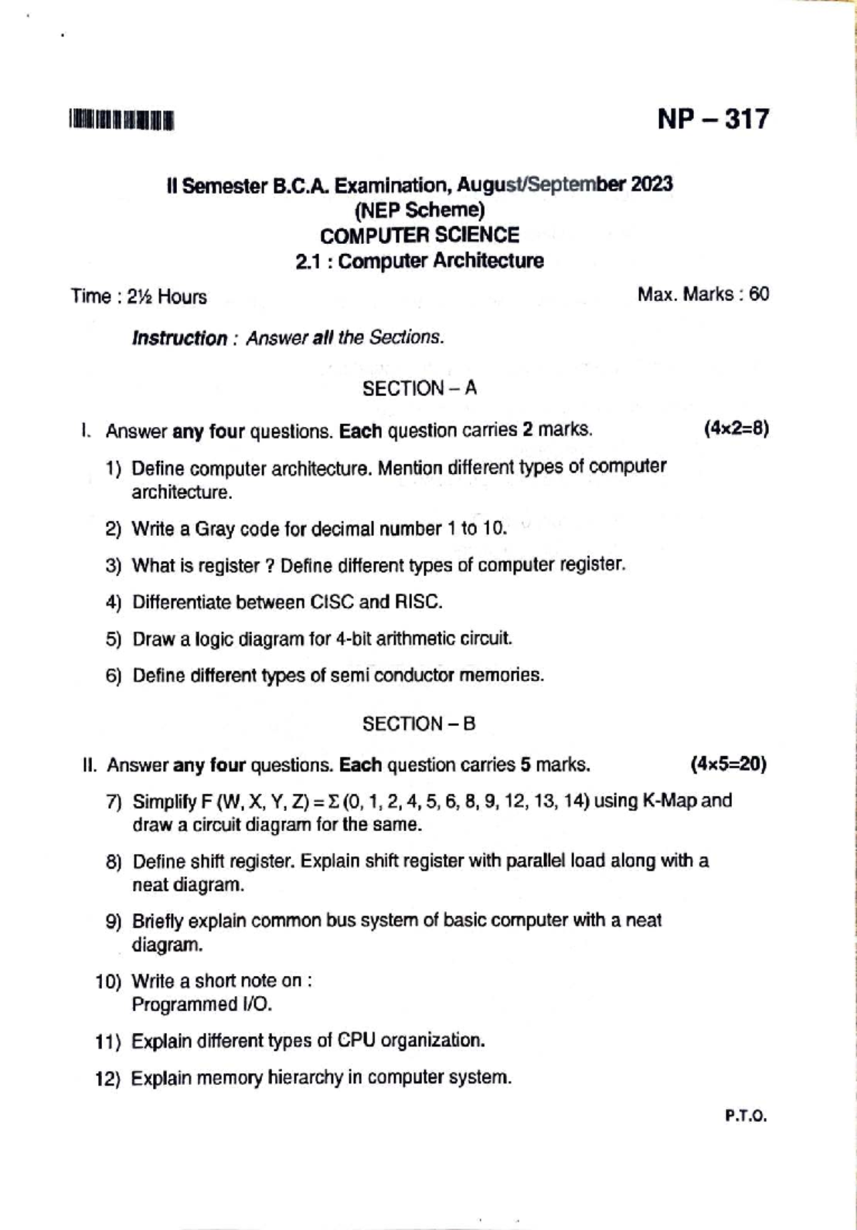 B.C.A. 2023 Final Exam: Computer Architecture (CS 2.1) Guide - Studocu