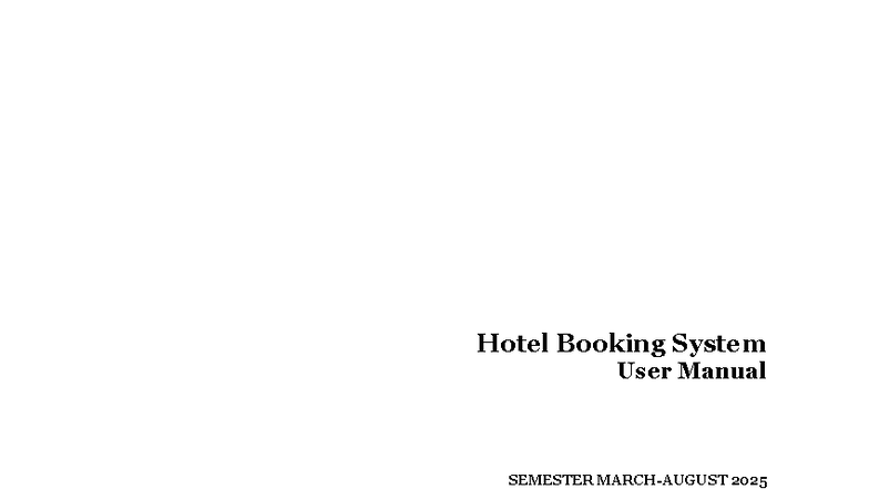 User Manual for Hotel Booking System CDCS1104B - Studocu