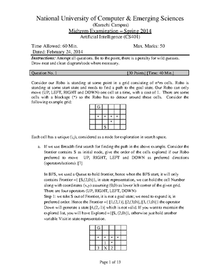 Solution AI2002 Mid Term 1 Fall2022 - National University of Computer ...