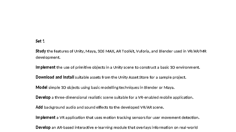 ARVR Practical: Exploring Unity, Maya, 3DS MAX, and More - Studocu