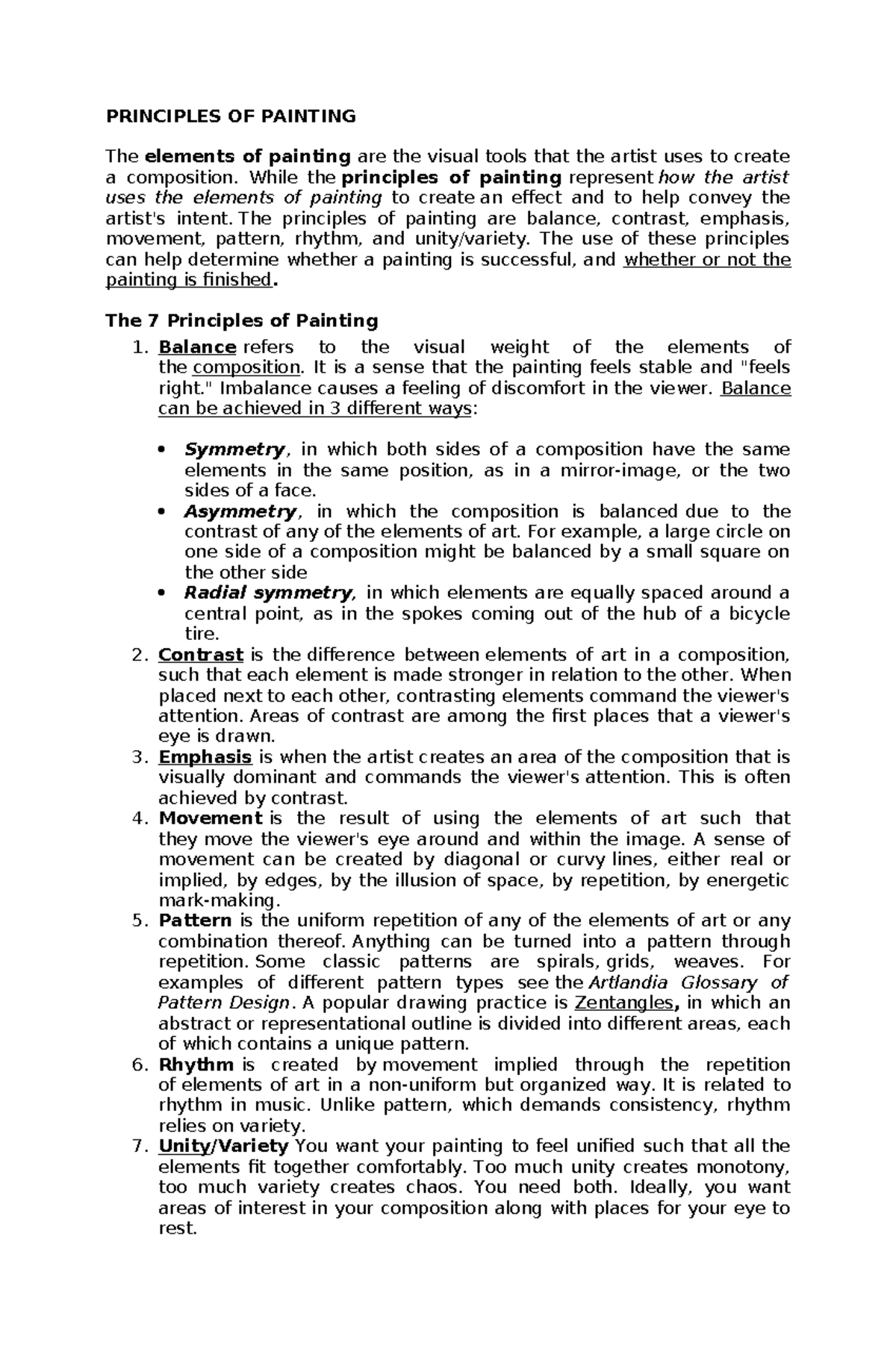 The 7 Principles of Painting: A Comprehensive Guide - Studocu