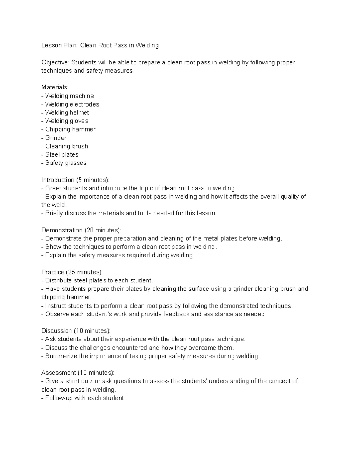 Detailed Lesson Plan on Welding Defects (SHIELDED METAL ARC WELDING ...