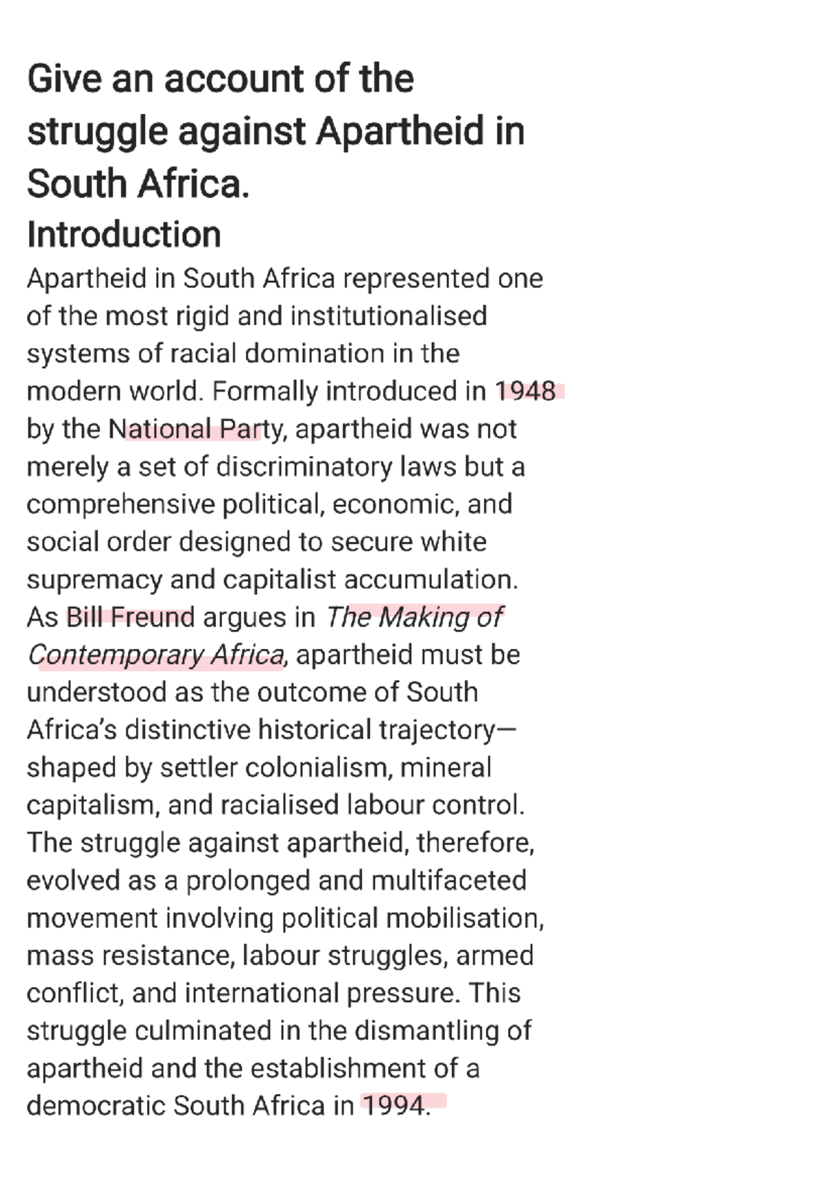 Struggle Against Apartheid in South Africa: A Comprehensive Overview ...