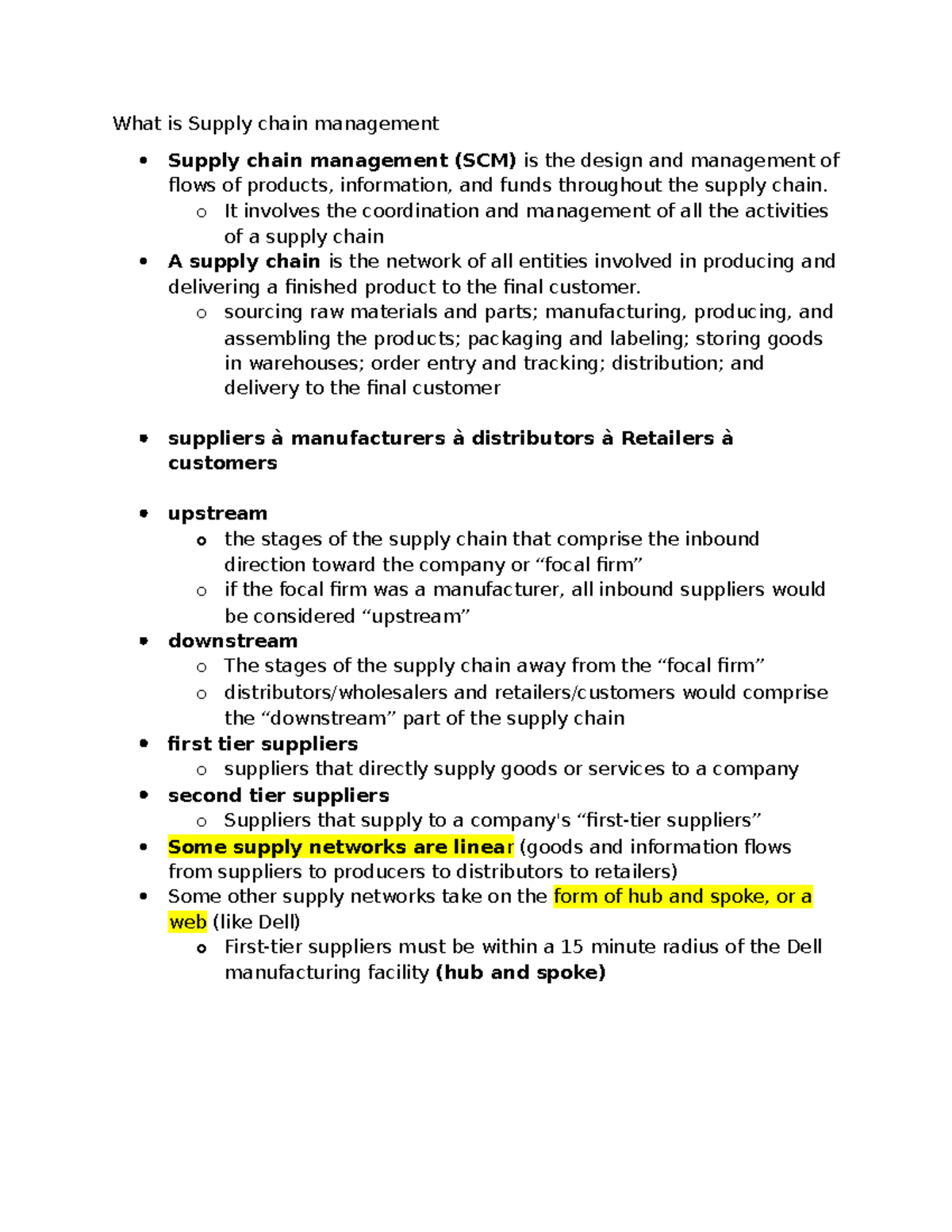 SCM 101: Comprehensive Notes on Supply Chain Management Concepts - Studocu