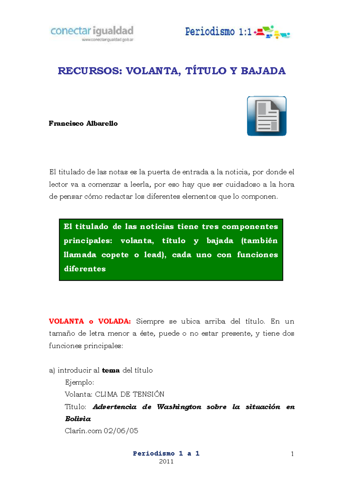 Periodismo 1 a 1: Volanta, Título y Bajada en la Redacción de Noticias ...