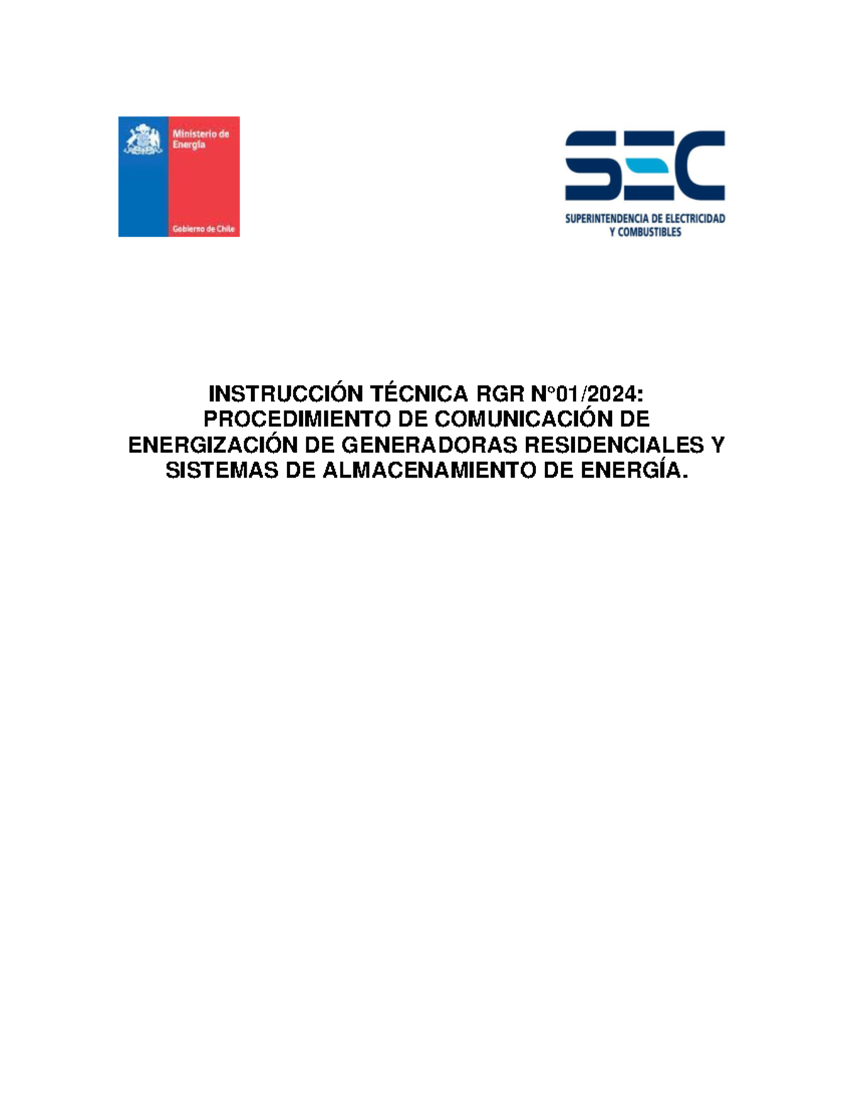Instrucción Técnica RGR N°01/2024: Energización de Generadoras Residenciales - Studocu