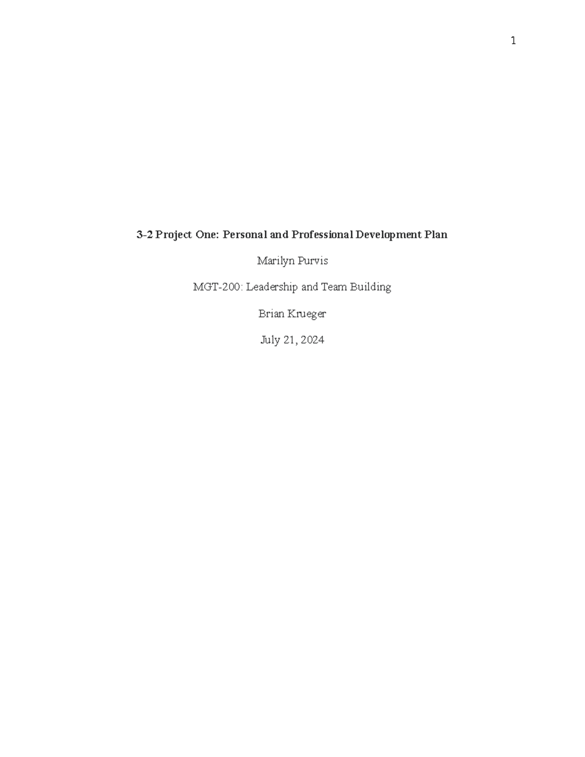 MGT-200: Personal & Prof. Dev. Plan - 3-2 Project One - Studocu