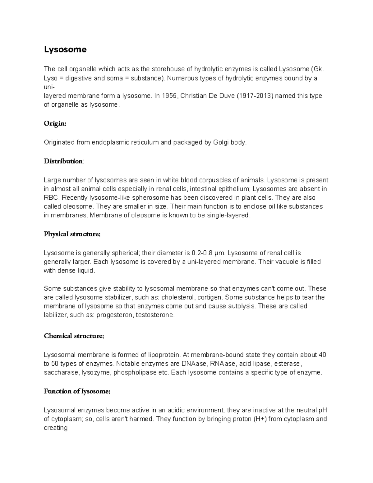 Lysosome - Key Concepts in Botany for Class 11 - Studocu