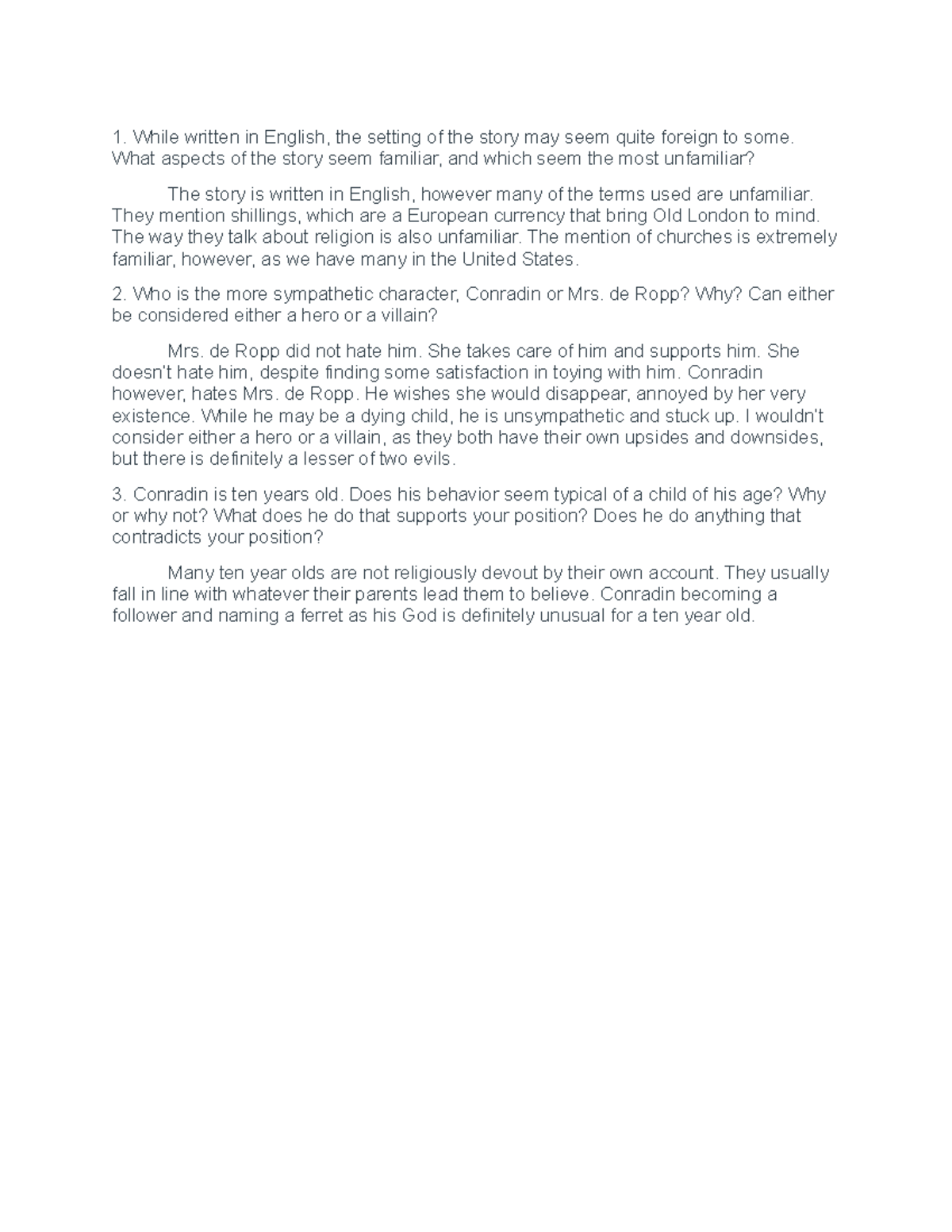 Sredni Vashtar: Essay Questions and Analysis Insights - Studocu