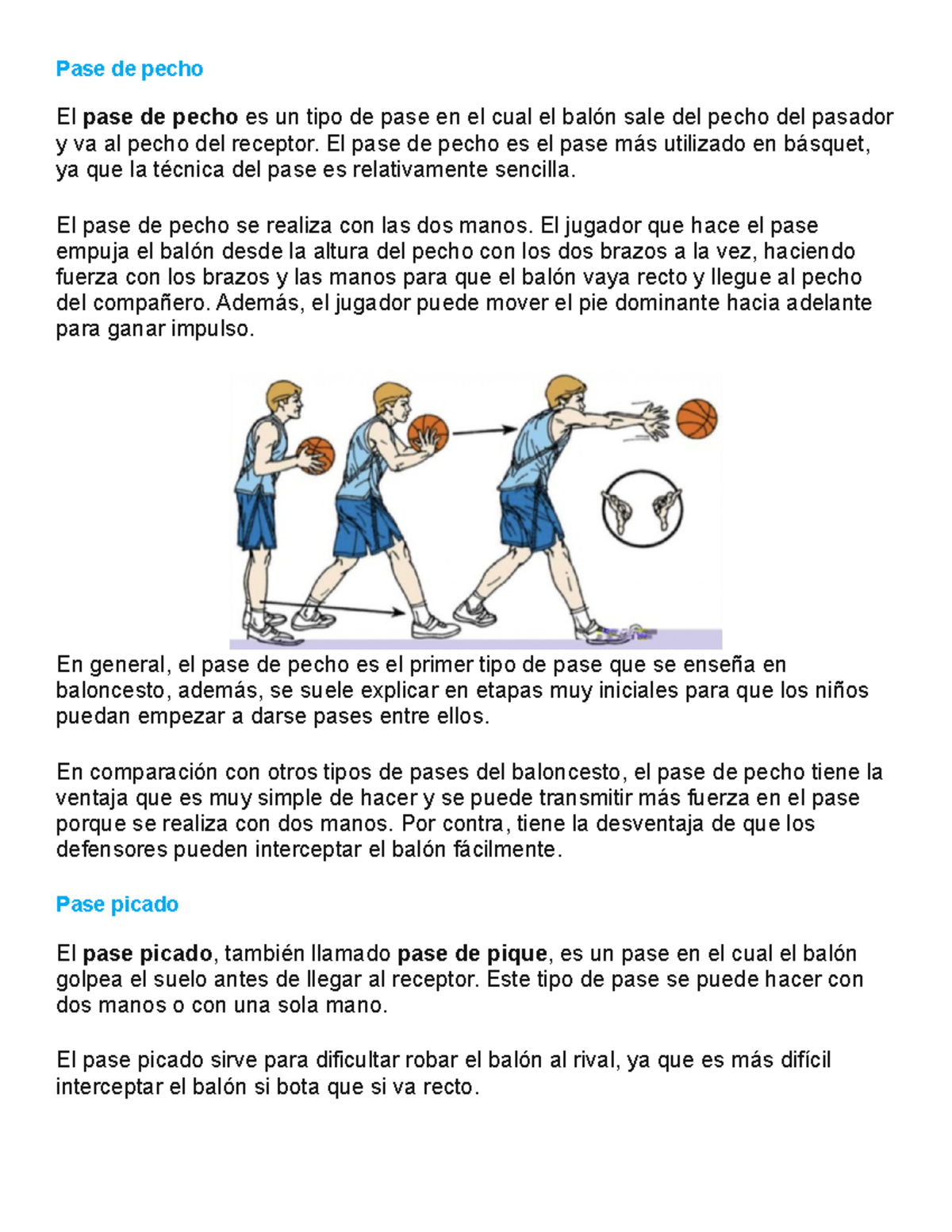 Tipos de Pases en Baloncesto: Actividad del Lunes - Studocu