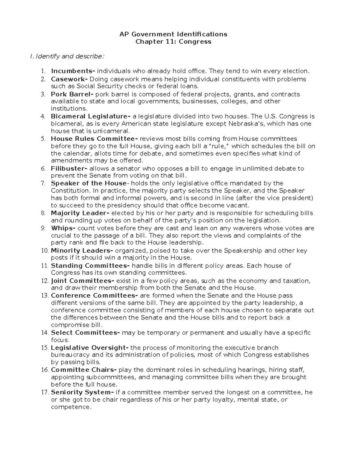 CH 11 Identifications - government assignment - AP Government ...