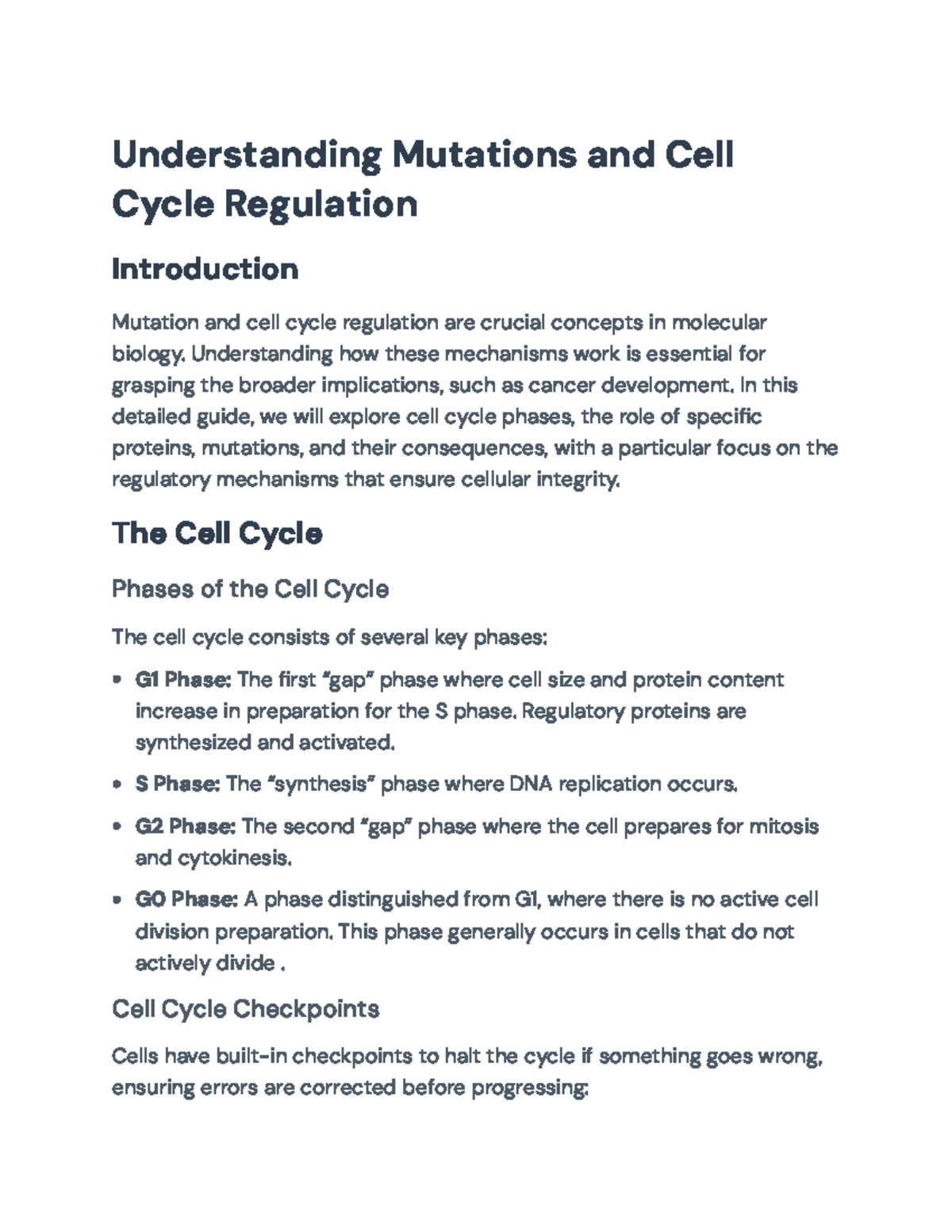 Molecular Biology: Mutations & Cell Cycle Regulation (Impacts on Cancer ...