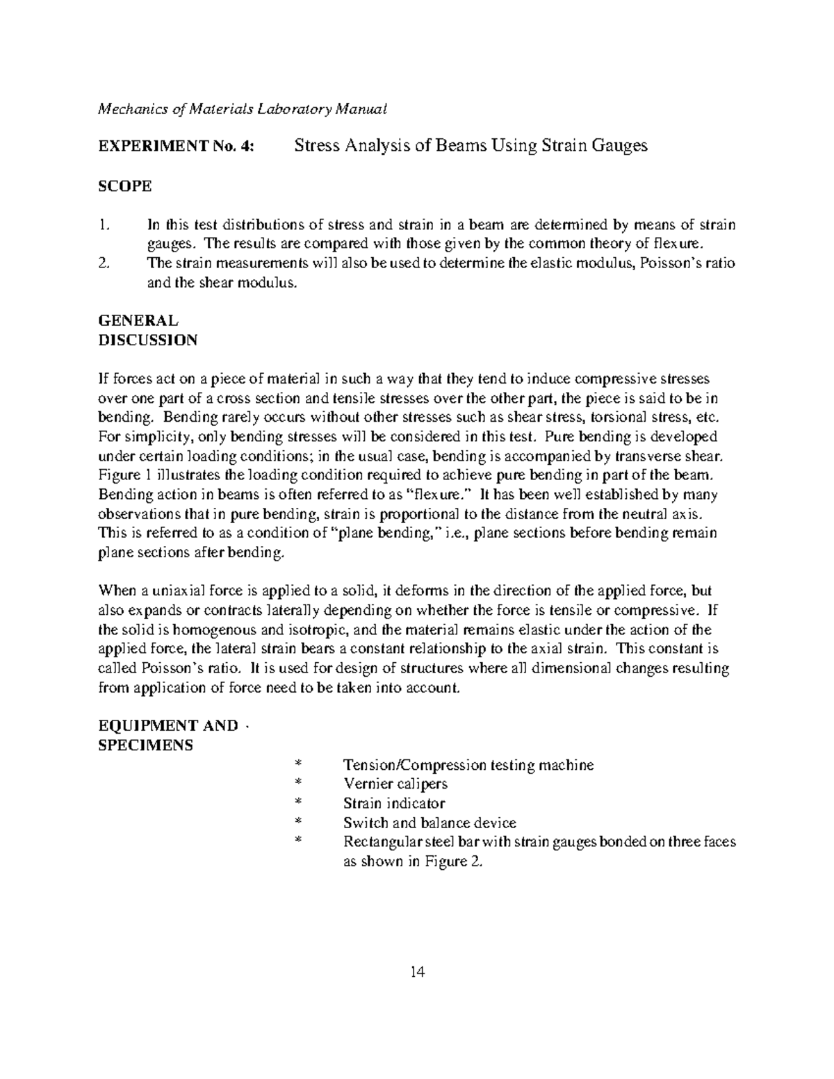 ENGR 244 Lab Manual 4: Stress Analysis of Beams with Strain Gauges - Studocu