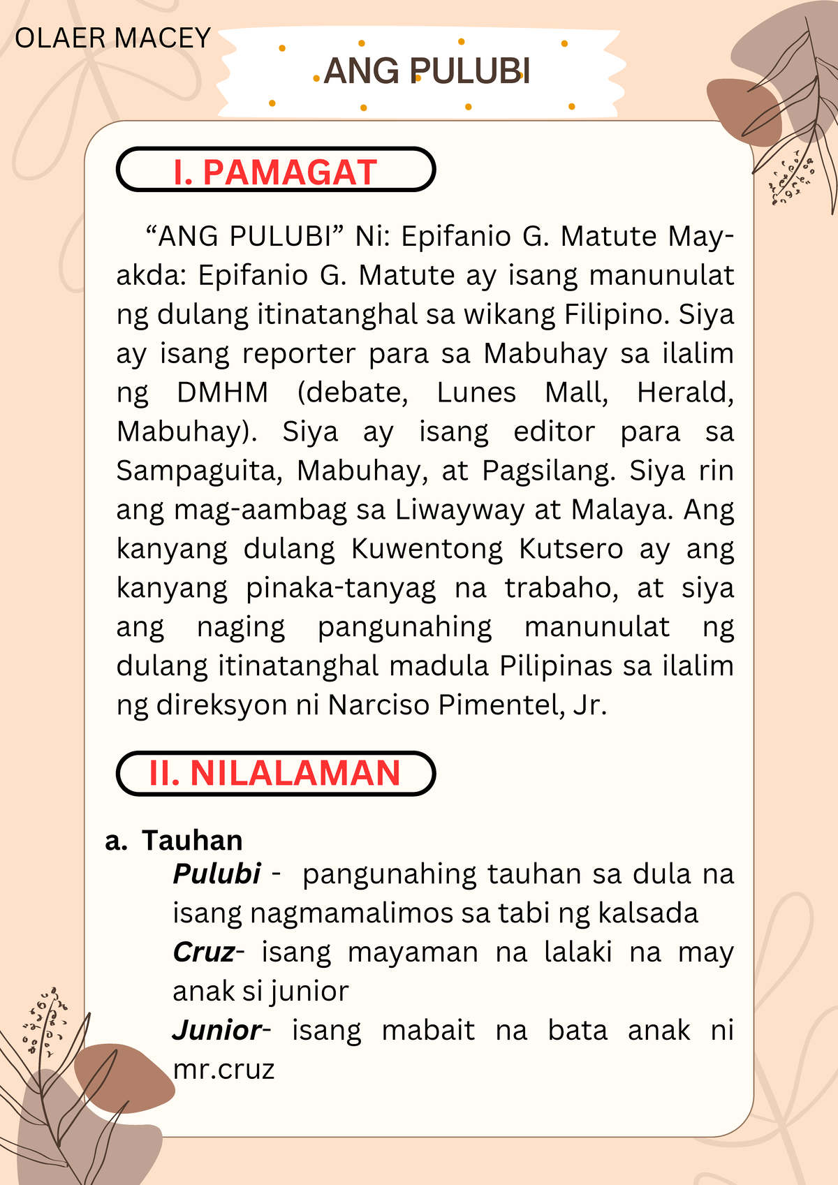 Mga Tala sa Dulang "Ang Pulubi" (Fil 101) - Studocu