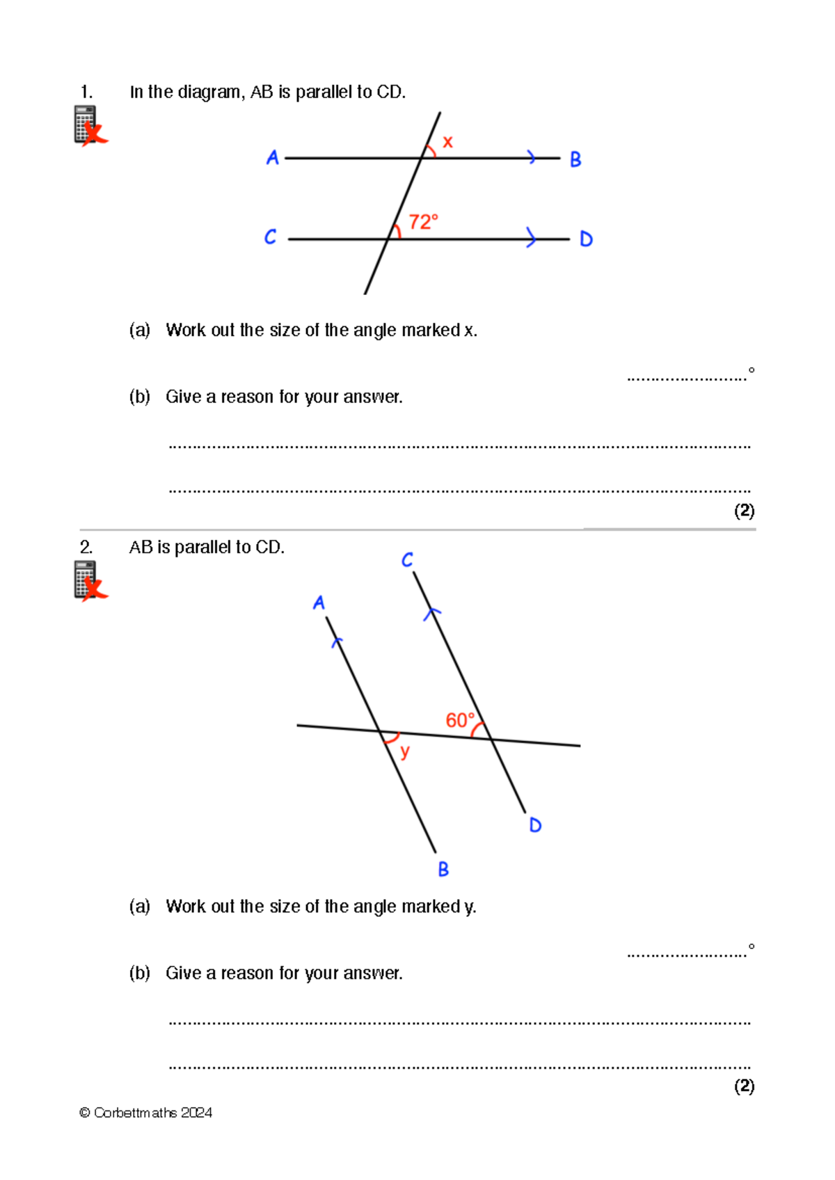 Angles and Parallel Lines: Corbettmaths 2024 Study Guide - Studocu